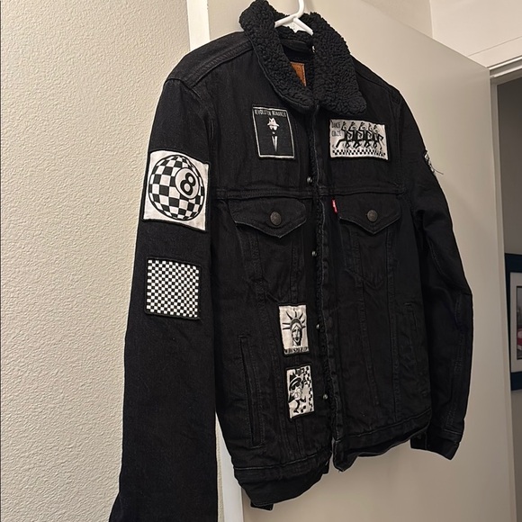 Levi's | Jackets & Coats | Levis Retro Black Premium Sherpa Trucker ...